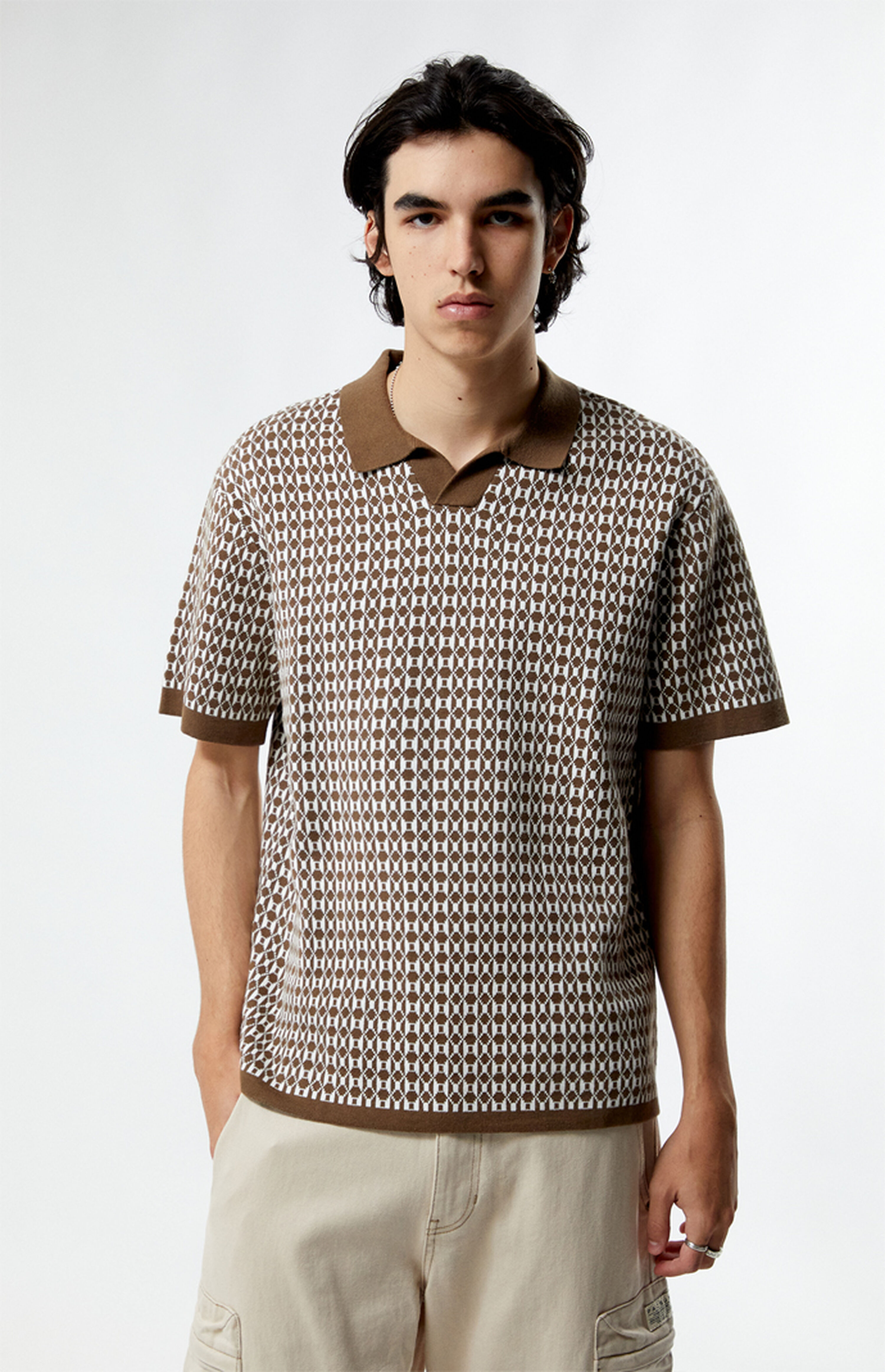 Pacsun Brown Open Polo Shirt | Pacsun