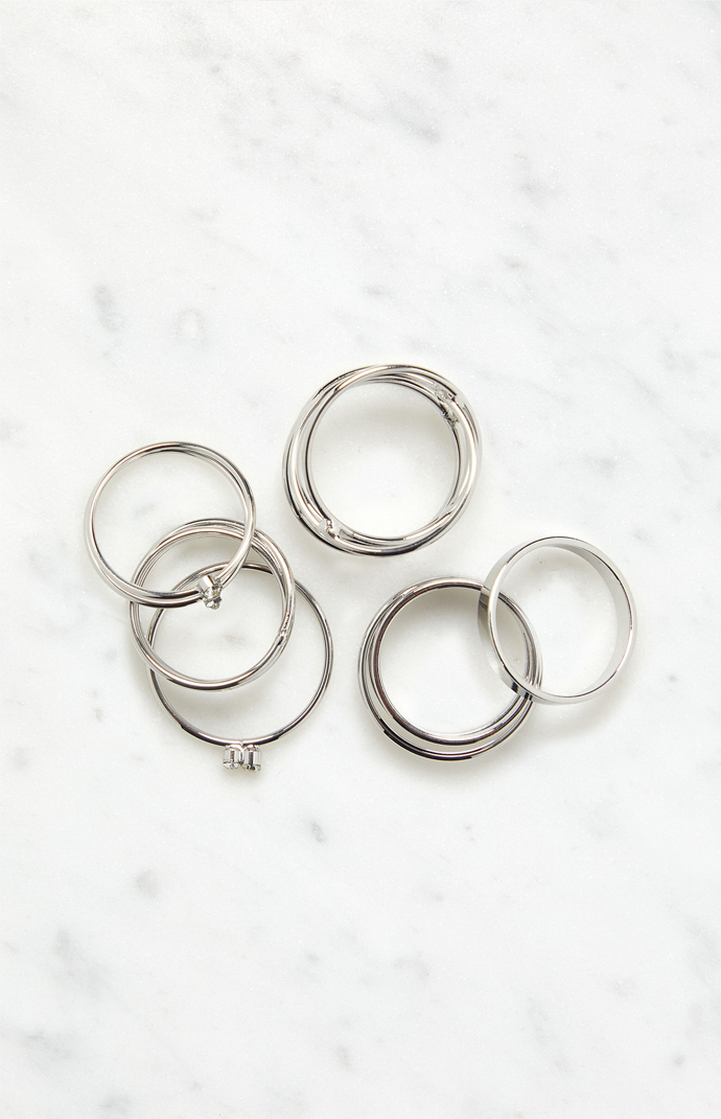 LA Hearts Silver Stacked Ring Pack | PacSun