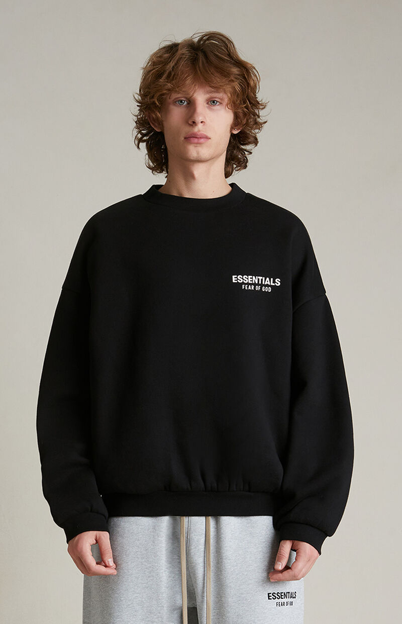Fear of God ESSENTIALS Black Fleece Crew Neck Sweatshirt | Pacsun