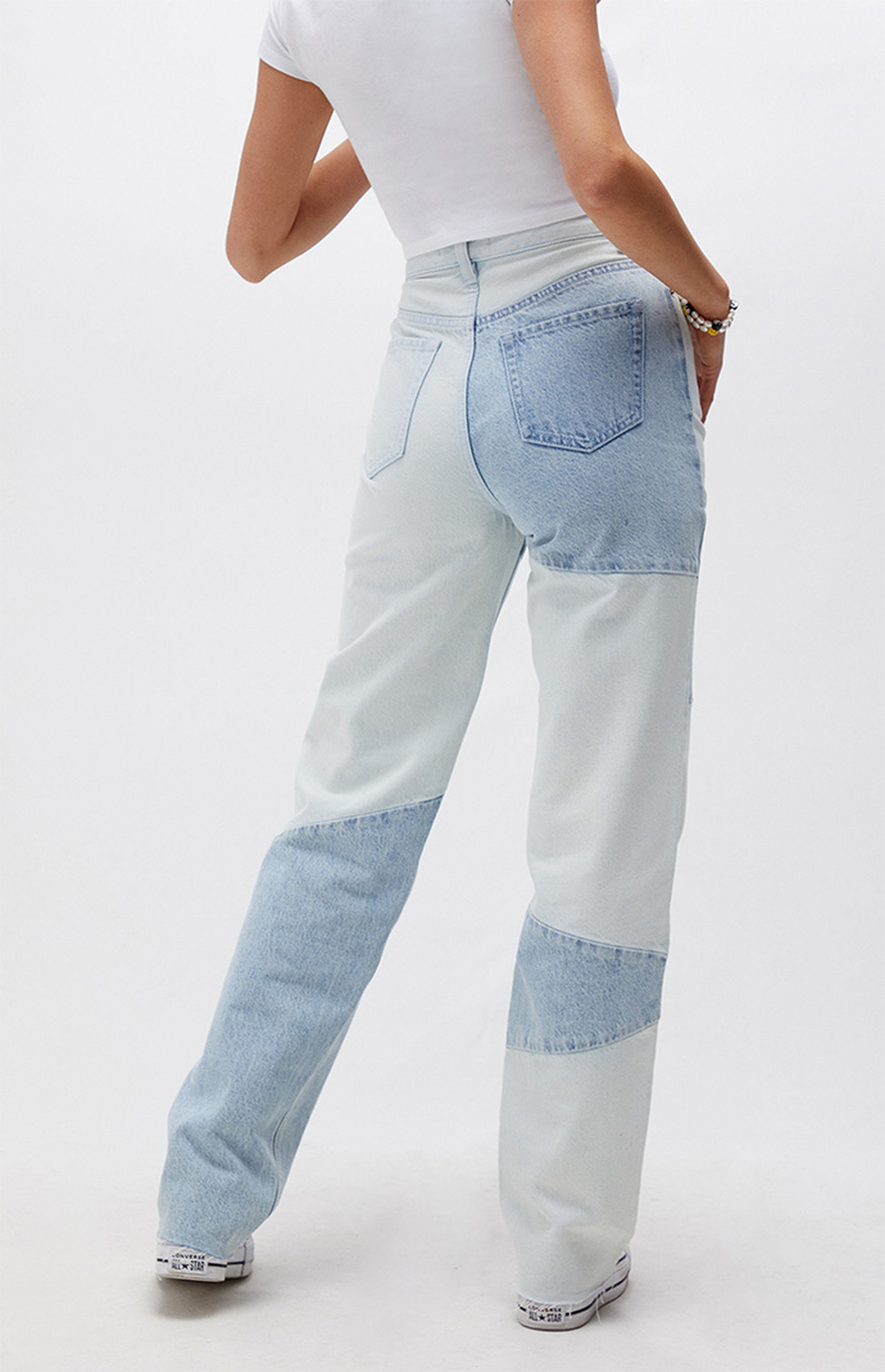 Pacsun Eco Two-Tone Patchwork Boyfriend Jeans | Pacsun