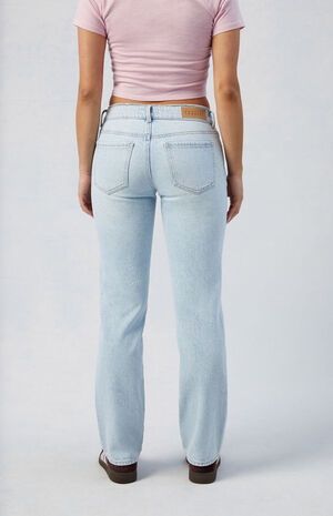 Pacsun Eco Light Indigo Low Rise Rhinestone Straight Leg Jeans | PacSun