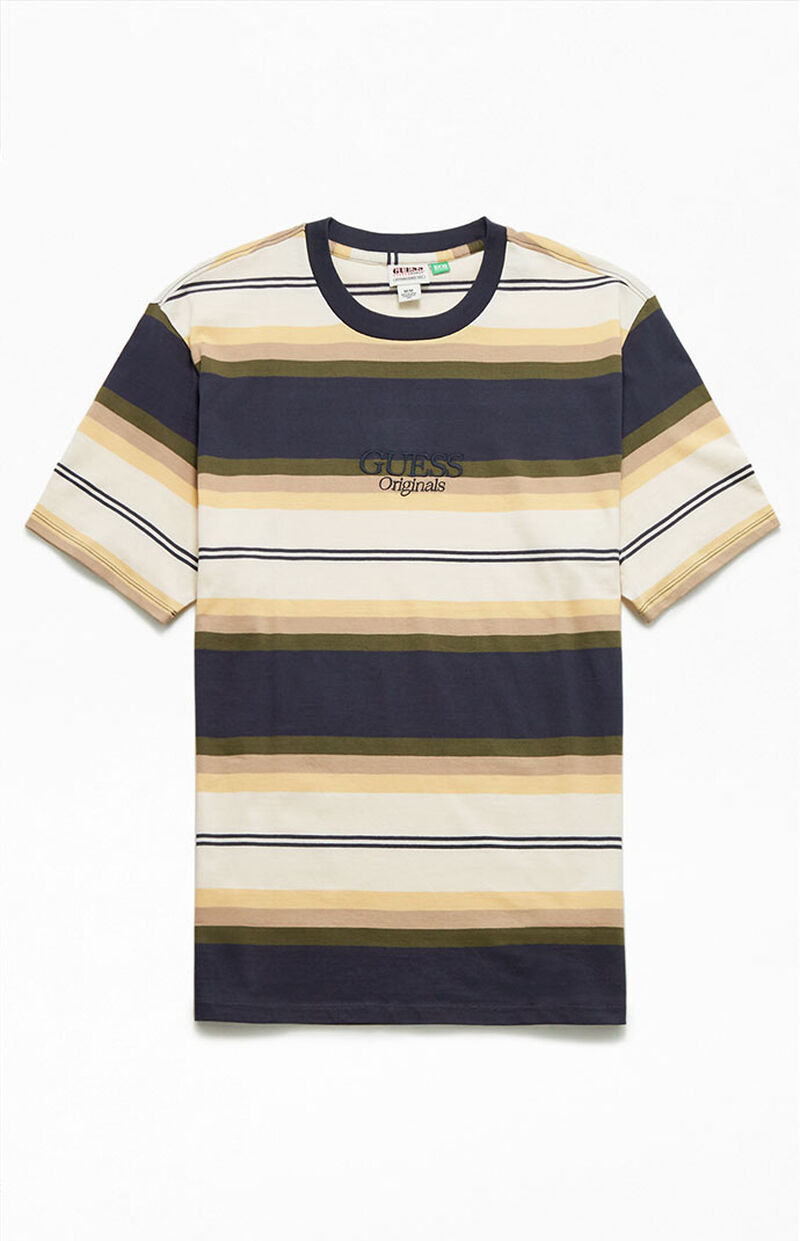 GUESS Originals Logo Multi Stripe T-Shirt | PacSun
