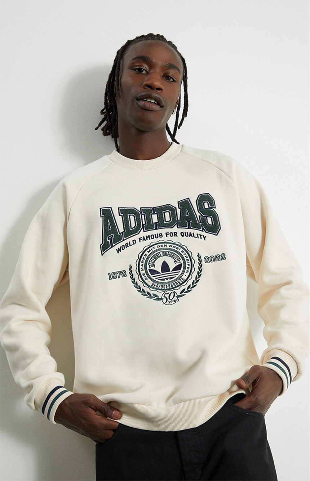 adidas Recycled Varsity Crew Neck Sweatshirt | PacSun