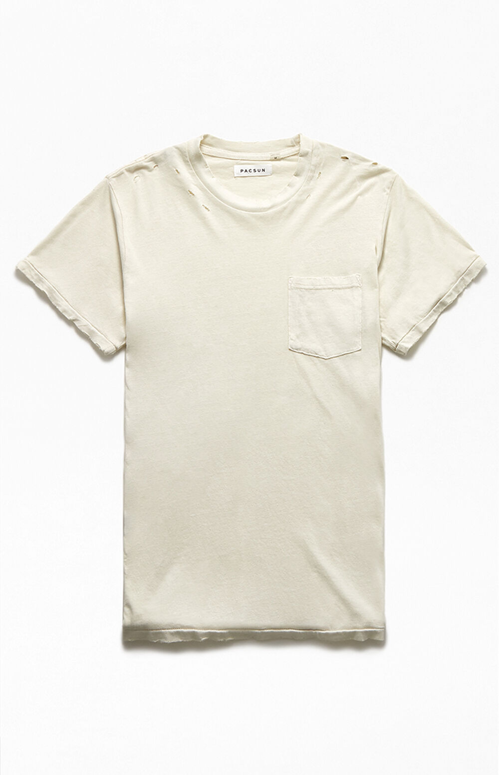 PacSun White Distressed Pocket T-Shirt | PacSun