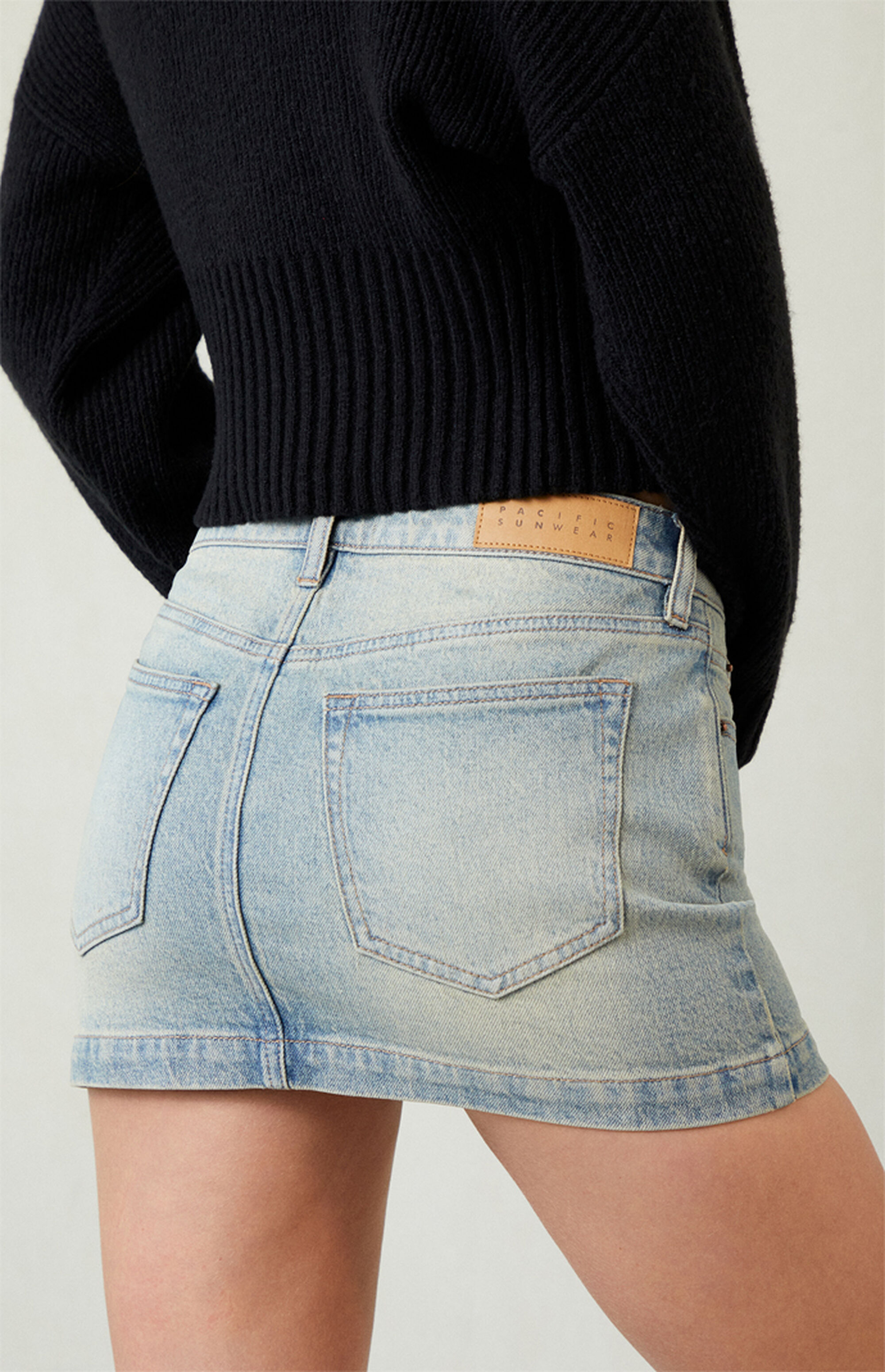 Pacsun Bella Stretch Light Indigo Mid Rise Denim Mini Skirt | Pacsun