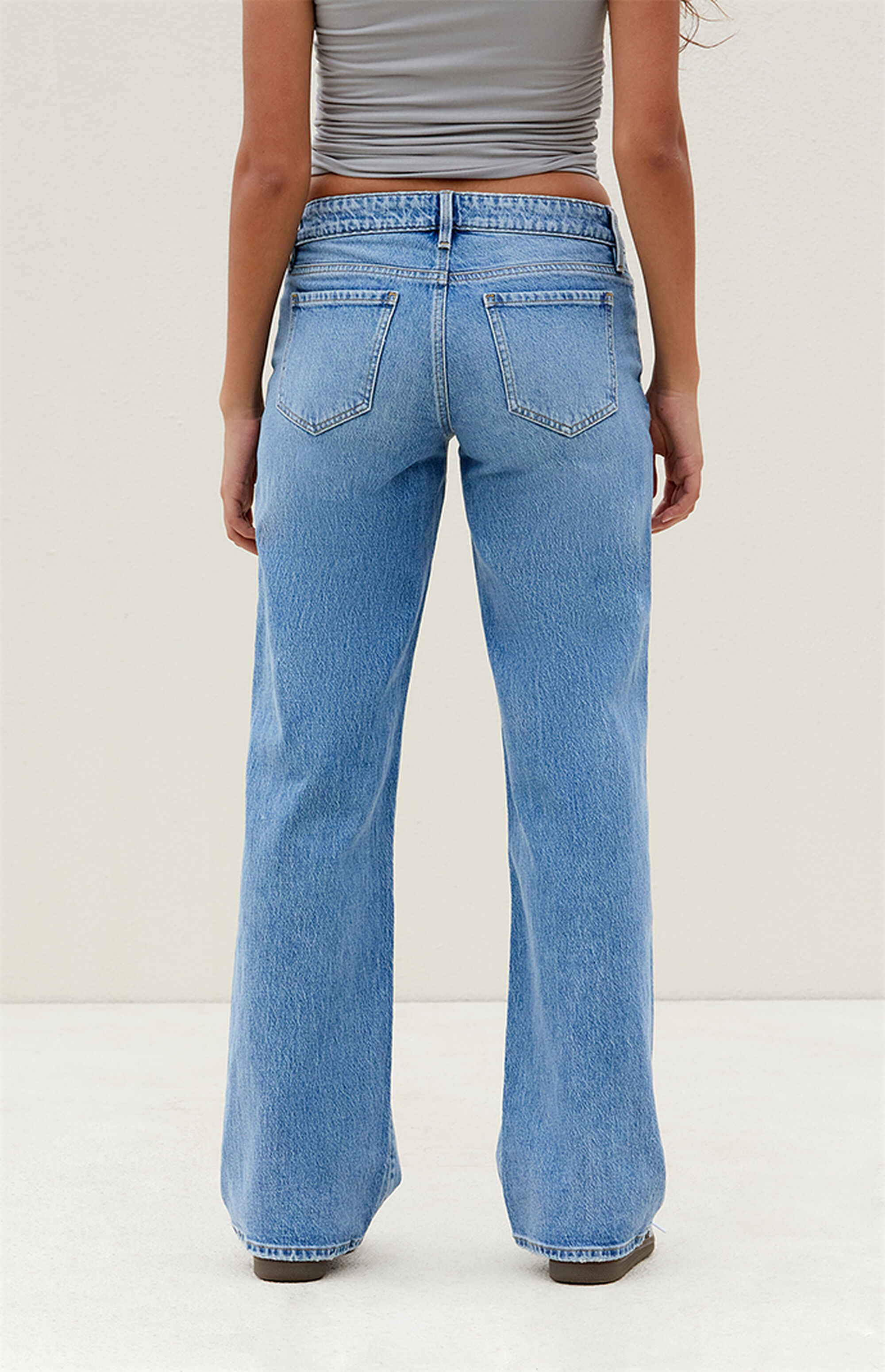 Pacsun Medium Indigo Rivet Low Rise Girlfriend Jeans | PacSun