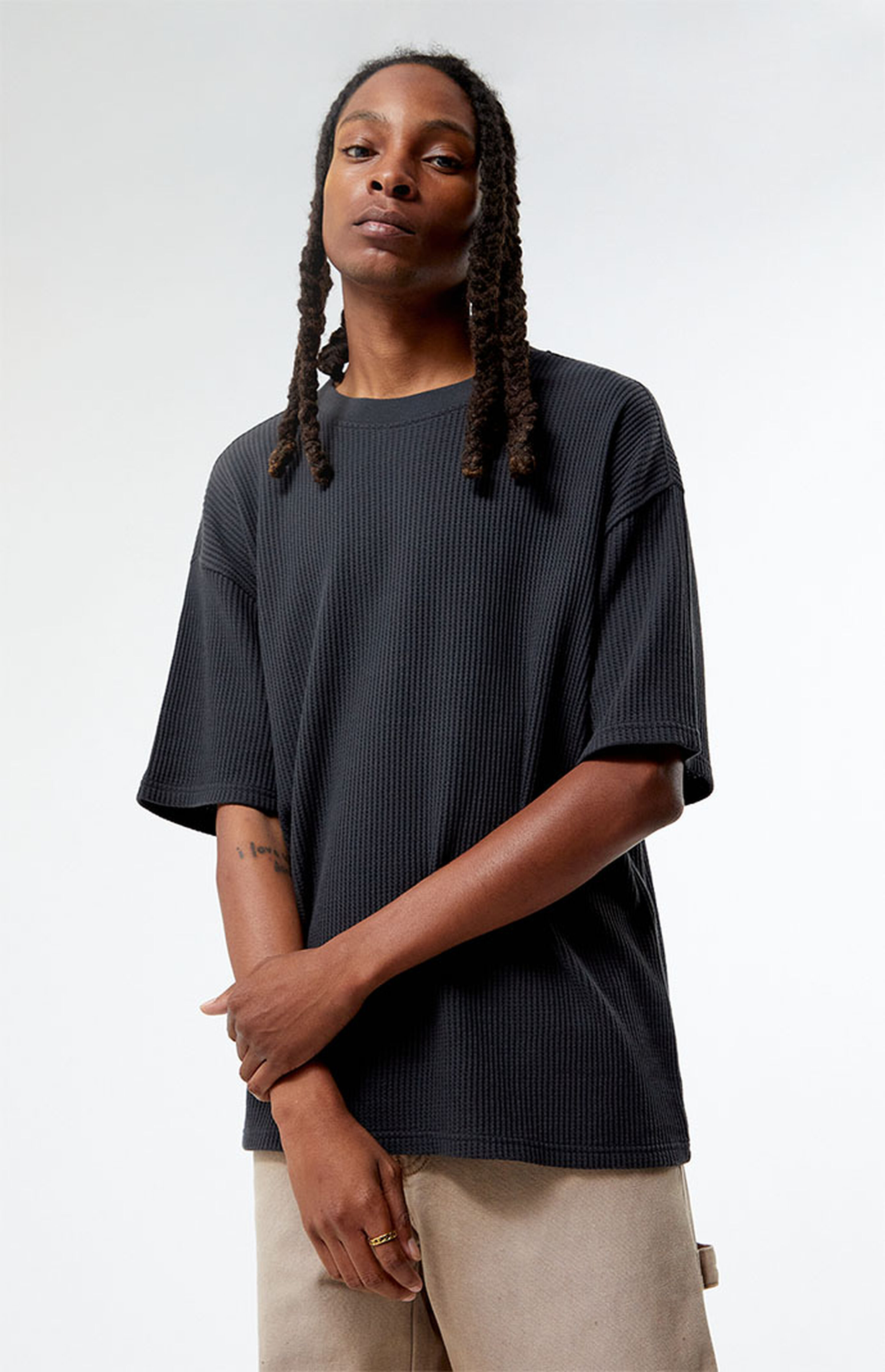 Pacsun Black Boxy Waffle T-Shirt | Pacsun