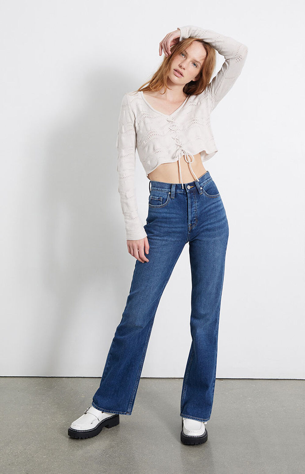 PacSun Dark Blue High Waisted Bootcut Jeans | PacSun