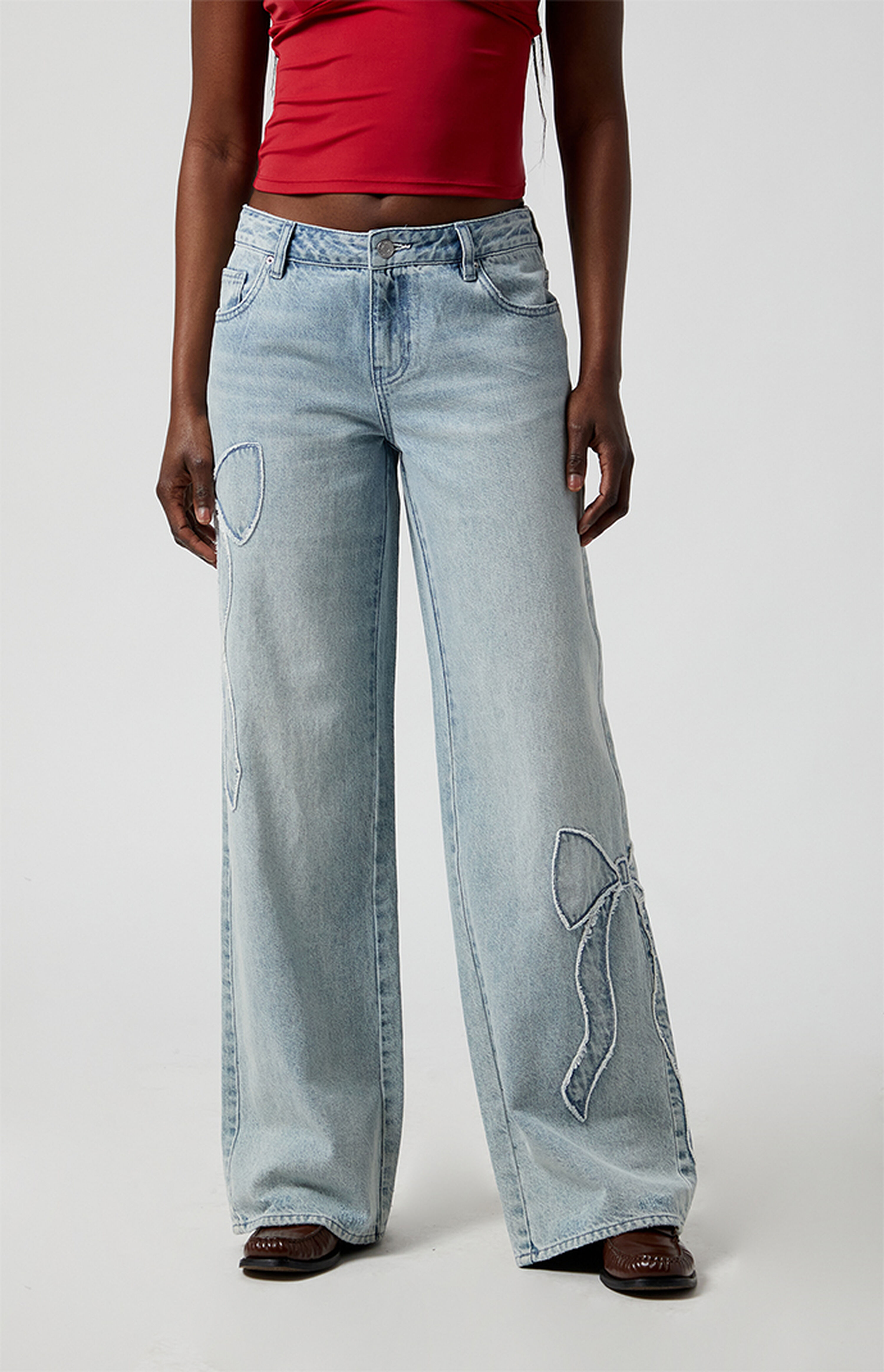 Pacsun Casey Low Rise Baggy Jeans Bow Light Indigo | Pacsun