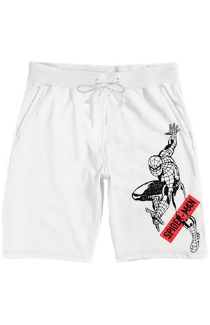 White Spider Man Swinging French Terry Shorts | PacSun