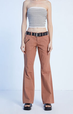 Pacsun Brown Low Rise Flare Pants | PacSun