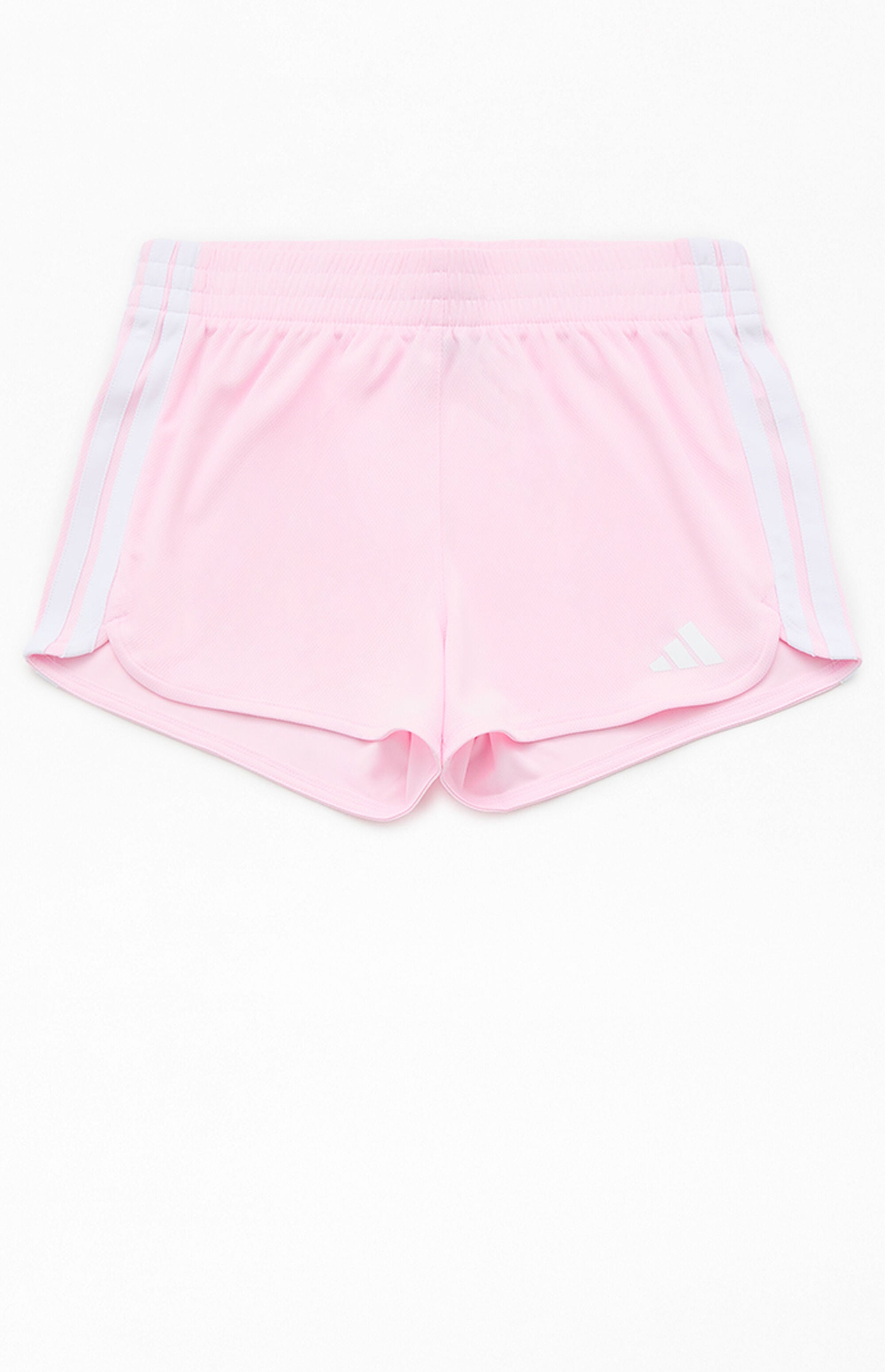 adidas Kids 3 Stripes Pink Pacer Mesh Shorts | Pacsun