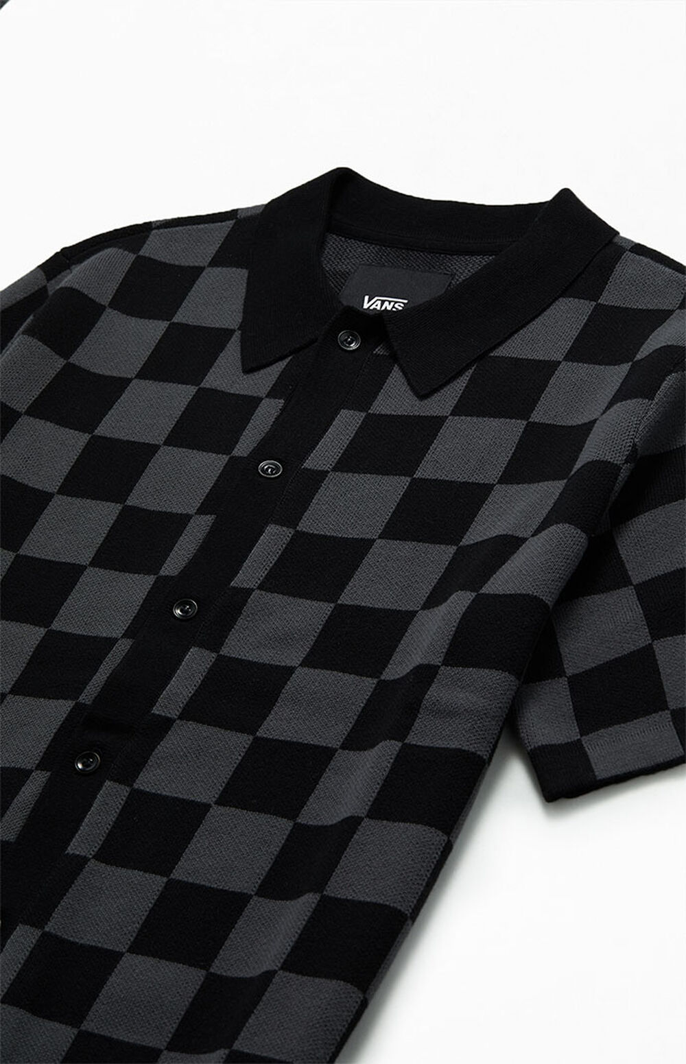 Vans Black Checkerboard Knit Button Down Shirt | Pacsun