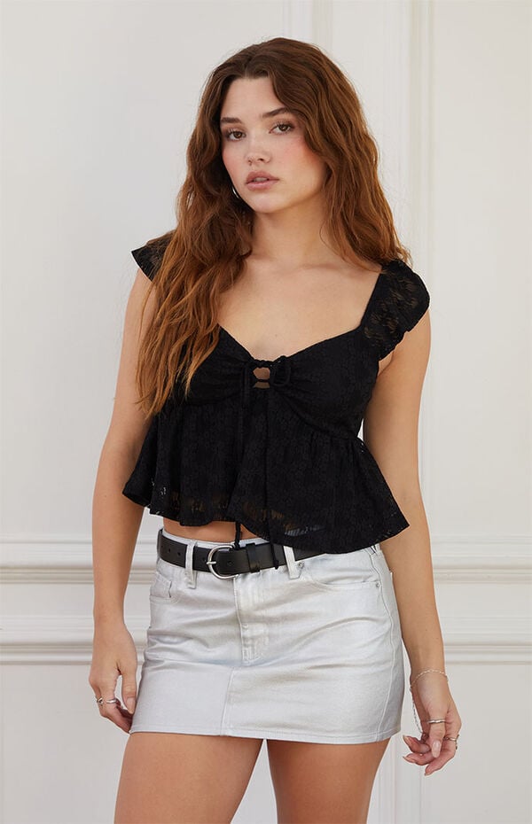 LA Hearts Keyhole Lace Babydoll Top | PacSun