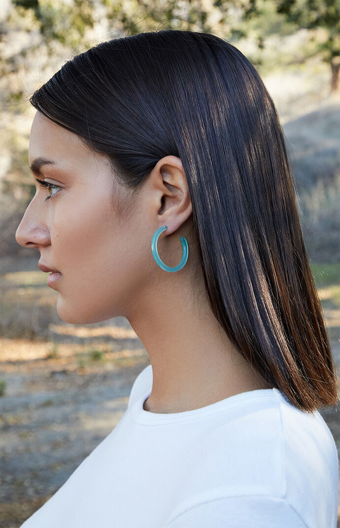 Light blue hoop earrings store