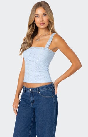 Edikted Virginia Lace Trim Eyelet Tank Top | PacSun