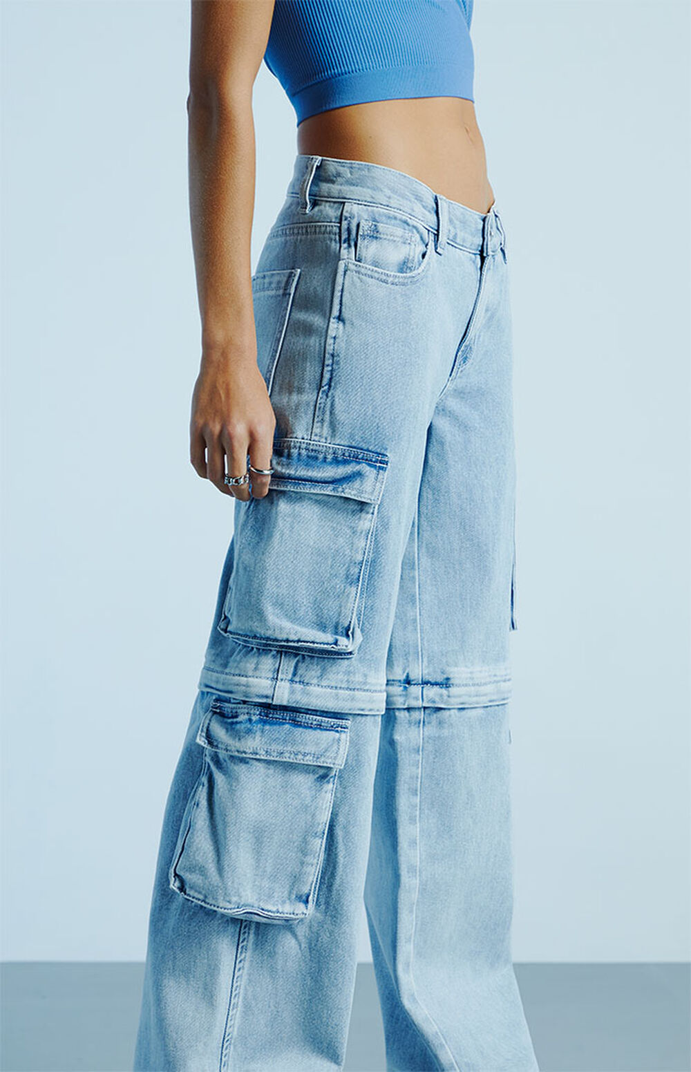 Pacsun Light Blue Zip-Off '90s Baggy Cargo Pants | Pacsun