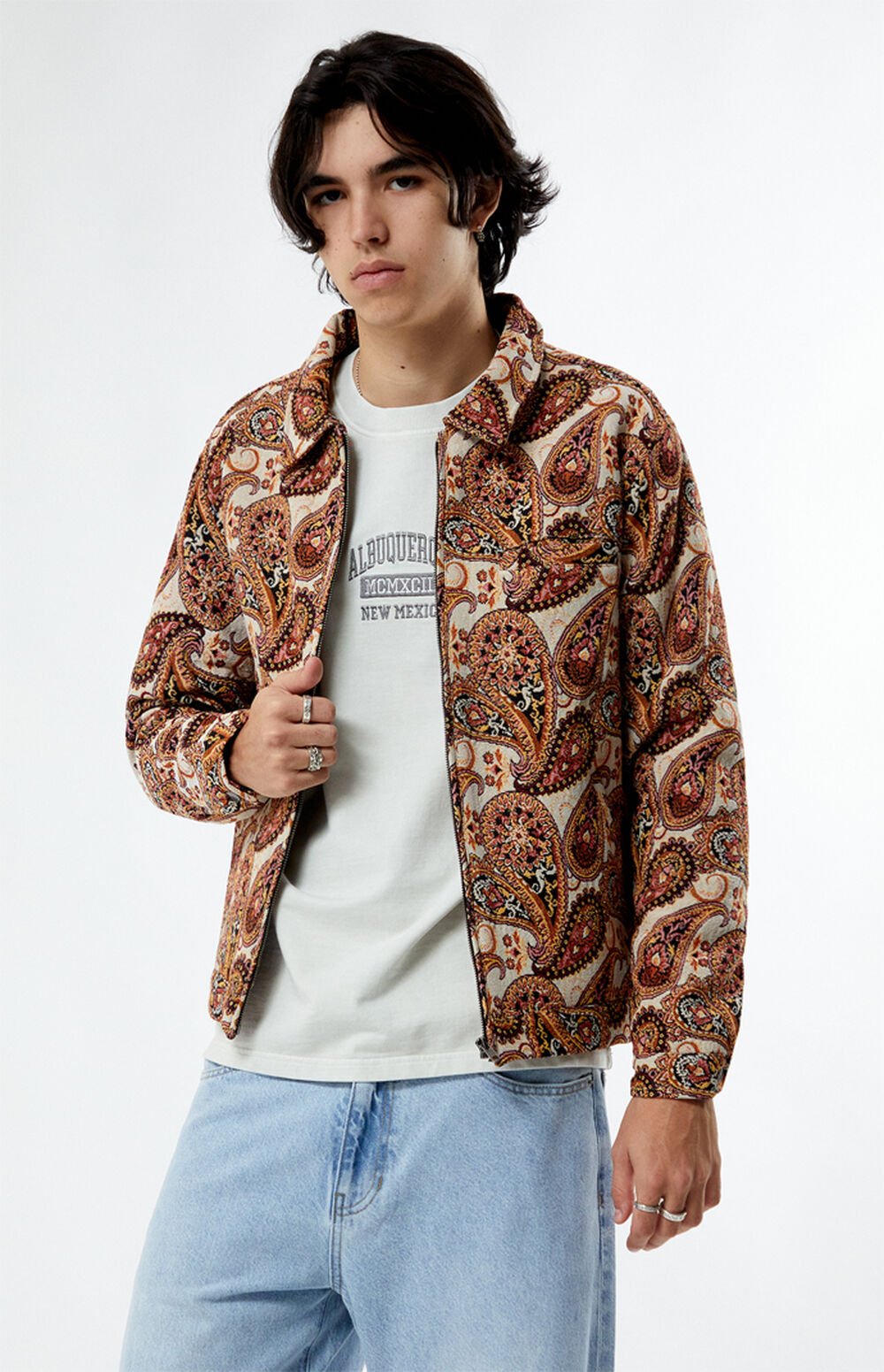 Pacsun Jacquard Paisley Gas Jacket | PacSun