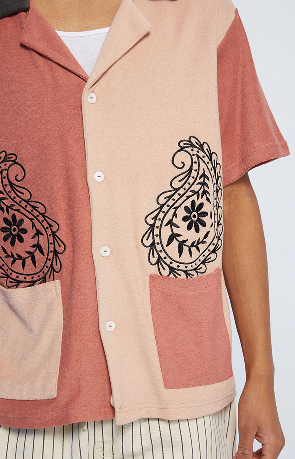 PacSun Block Embroidery Terry Camp Shirt | PacSun