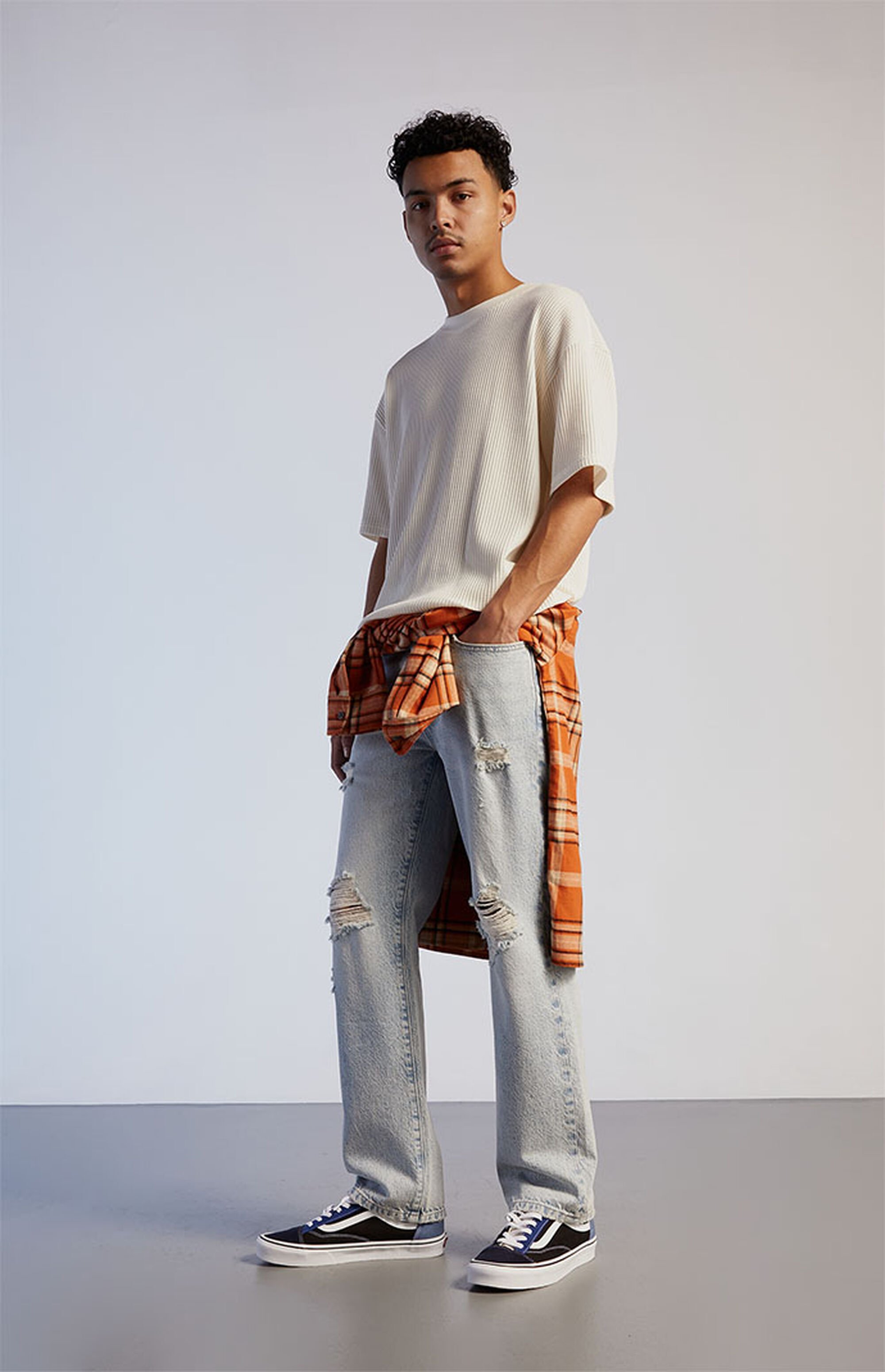 Pacsun Eco Light Indigo Wash Distressed Straight Jeans | PacSun