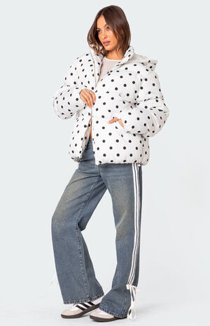 Edikted Marcey Polka Dot Hooded Puffer Jacket | PacSun