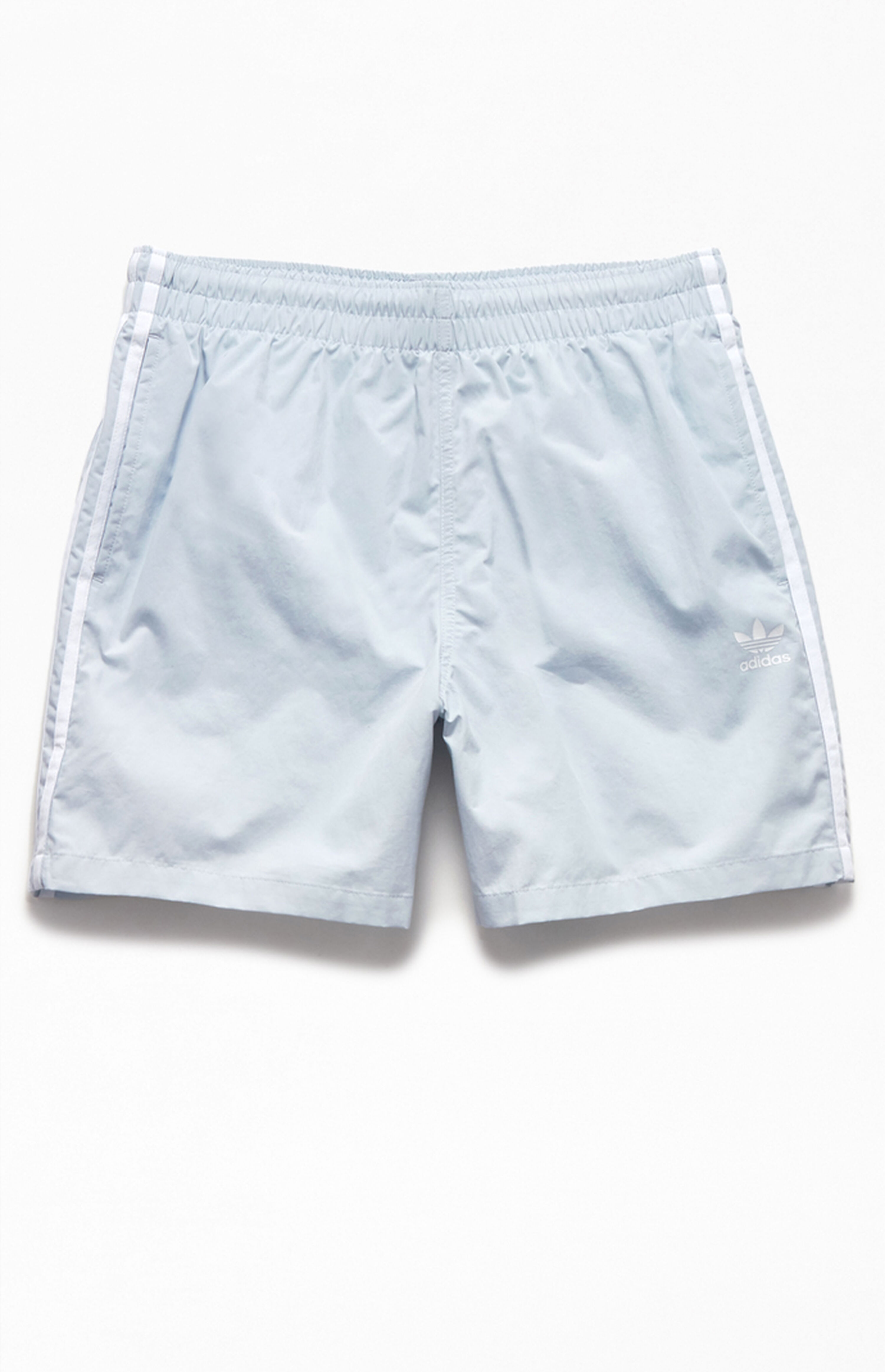 adidas Recycled Blue 3-Stripes 16" Swim Trunks | Pacsun