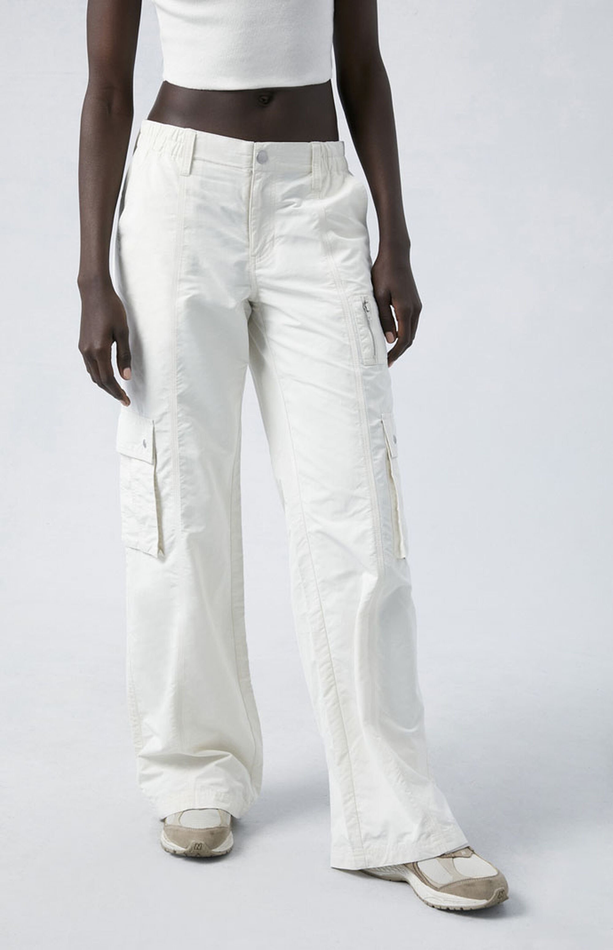Pacsun Cream Low Rise Cargo Puddle Pants | PacSun