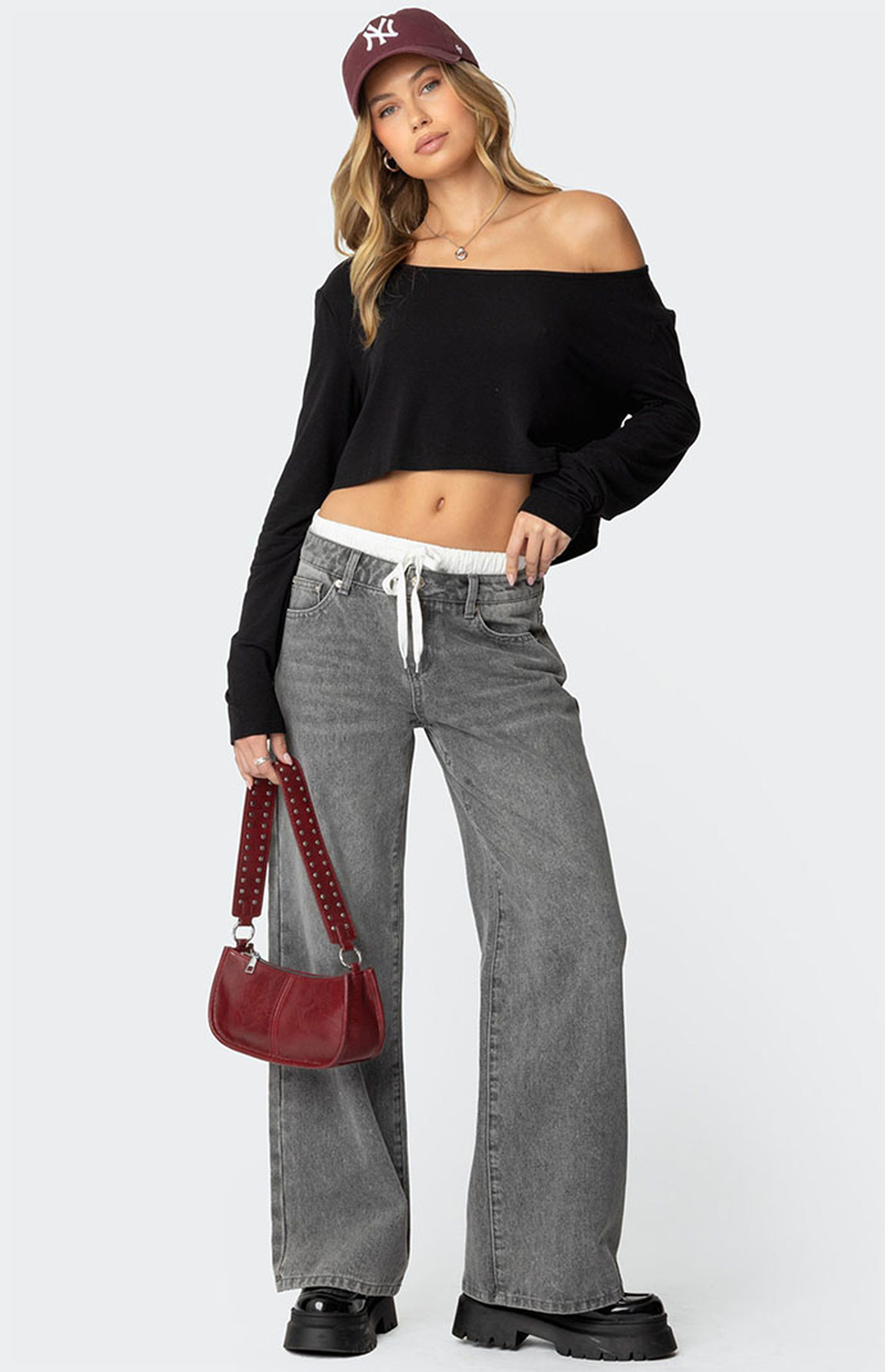 Edikted Drawstring Boxer Detail Jeans | Pacsun