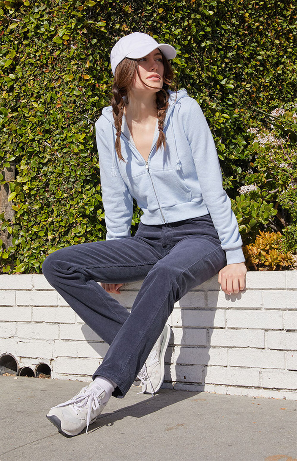 John Galt Light Blue Zip Up Cropped Hoodie | PacSun