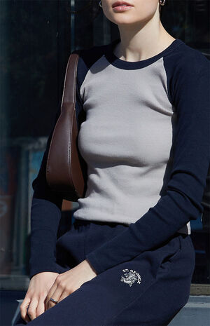 John Galt White & Navy Bella Long Sleeve Colorblock Top | PacSun