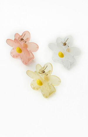 LA Hearts 3 Pack Clear Matte Daisy Hair Clips | PacSun