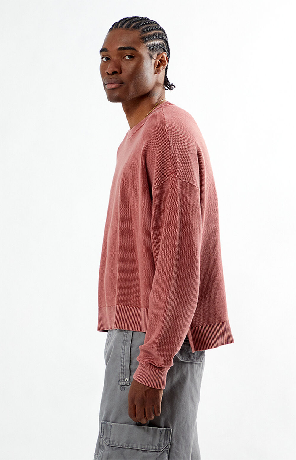 Pacsun Red Textured Crew Neck Sweater | PacSun