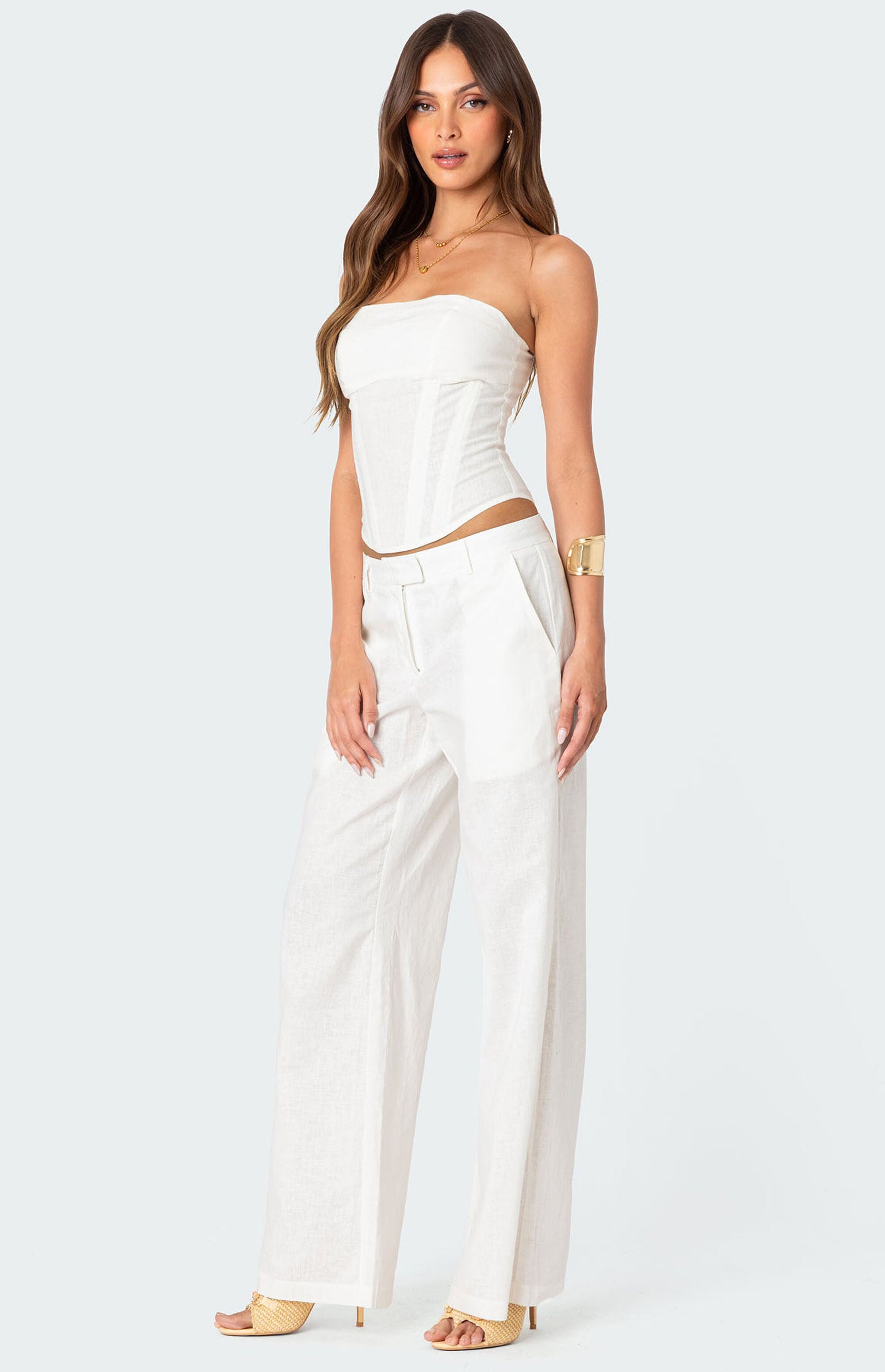Edikted Arya Linen Look Corset | Pacsun