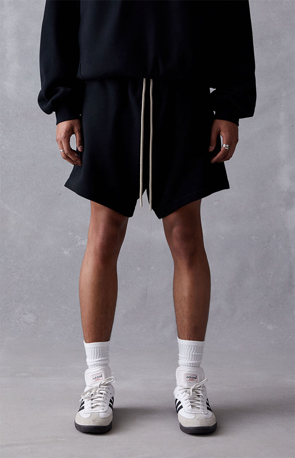Fear of God Essentials Jet Black Sweat Shorts | Pacsun