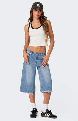 Edikted Fallen Angel Denim Bermuda Shorts | PacSun