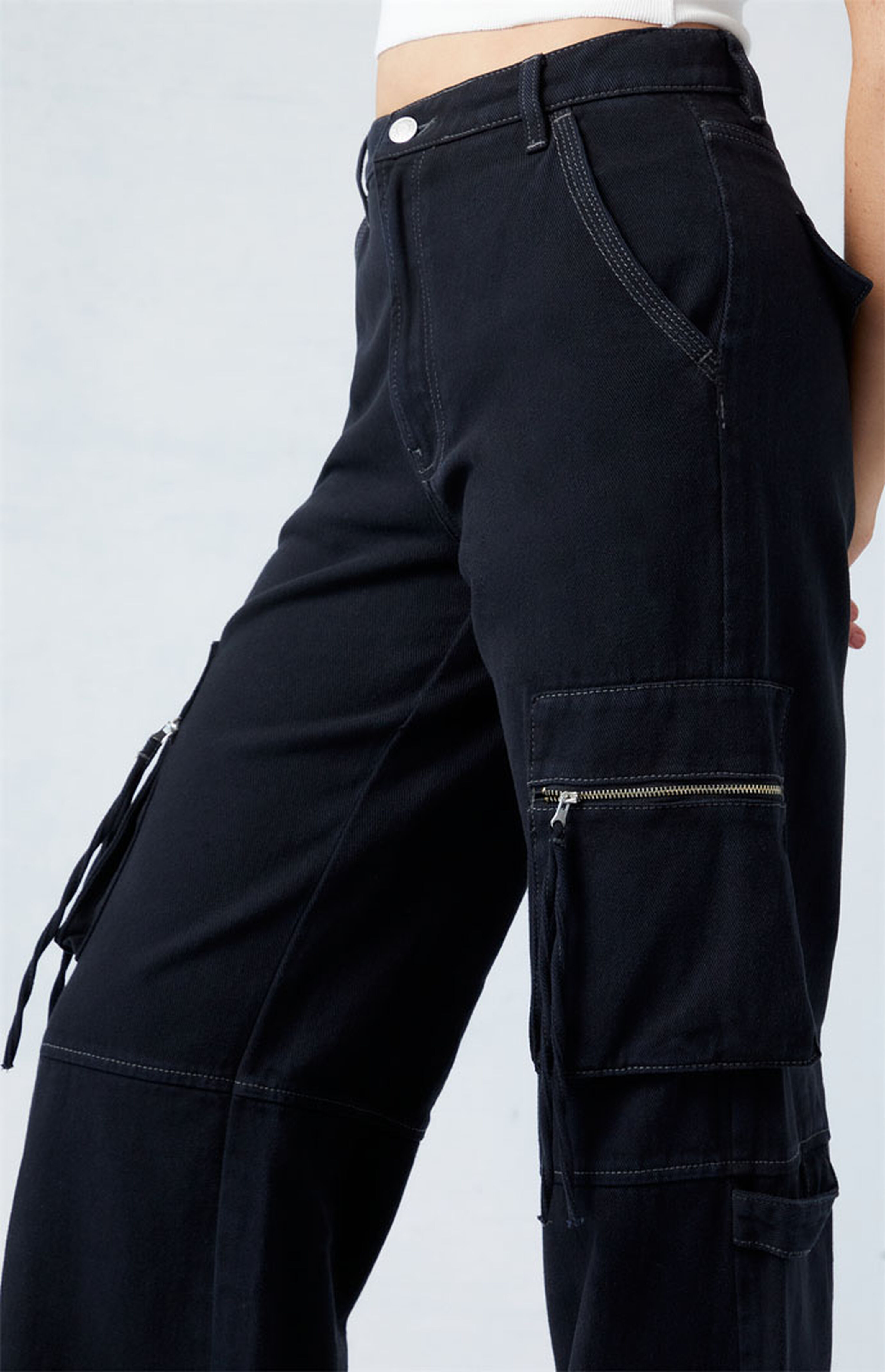 Pacsun Black High Waisted Wide Leg Cargo Pants | Pacsun