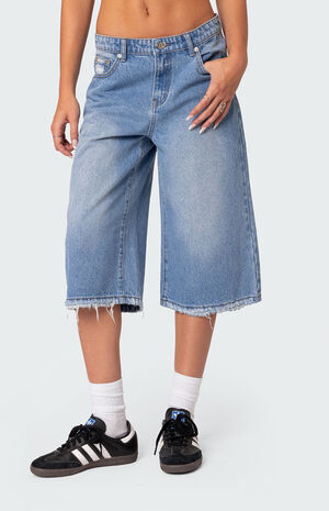 Edikted Fallen Angel Denim Bermuda Shorts | PacSun