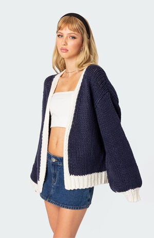 Edikted Contrast Chunky Knit Cardigan | PacSun