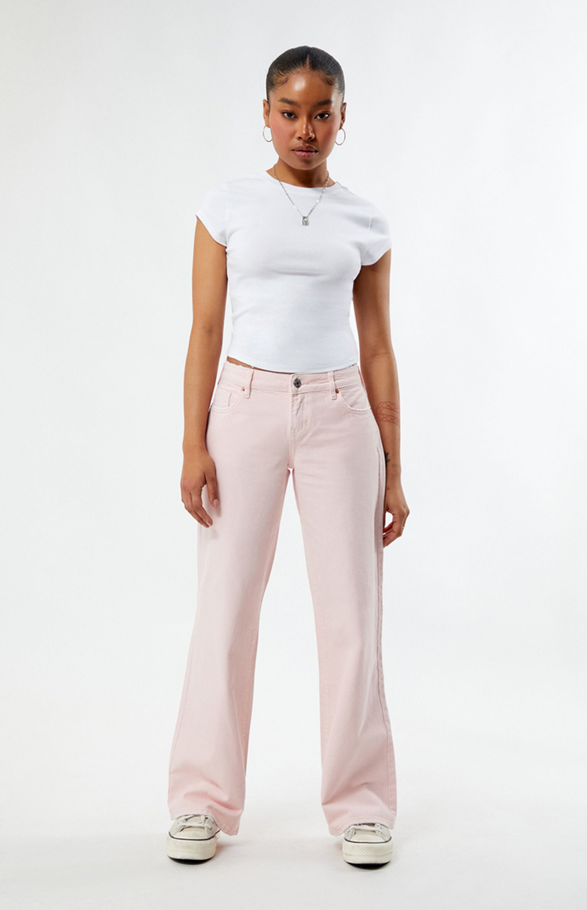 Pacsun Eco Light Pink Low Rise Wide Leg Jeans | PacSun