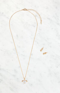LA Hearts Angel Heart Earrings & Necklace Bundle | Pacsun