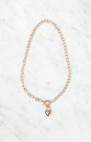 LA Hearts Puffy Heart Cable Chain Necklace | PacSun