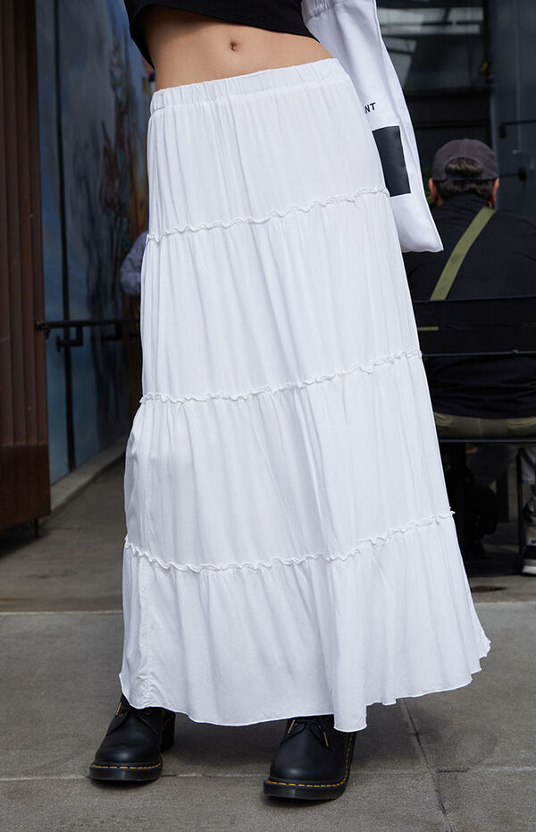 John Galt White Izzy Maxi Skirt | Pacsun