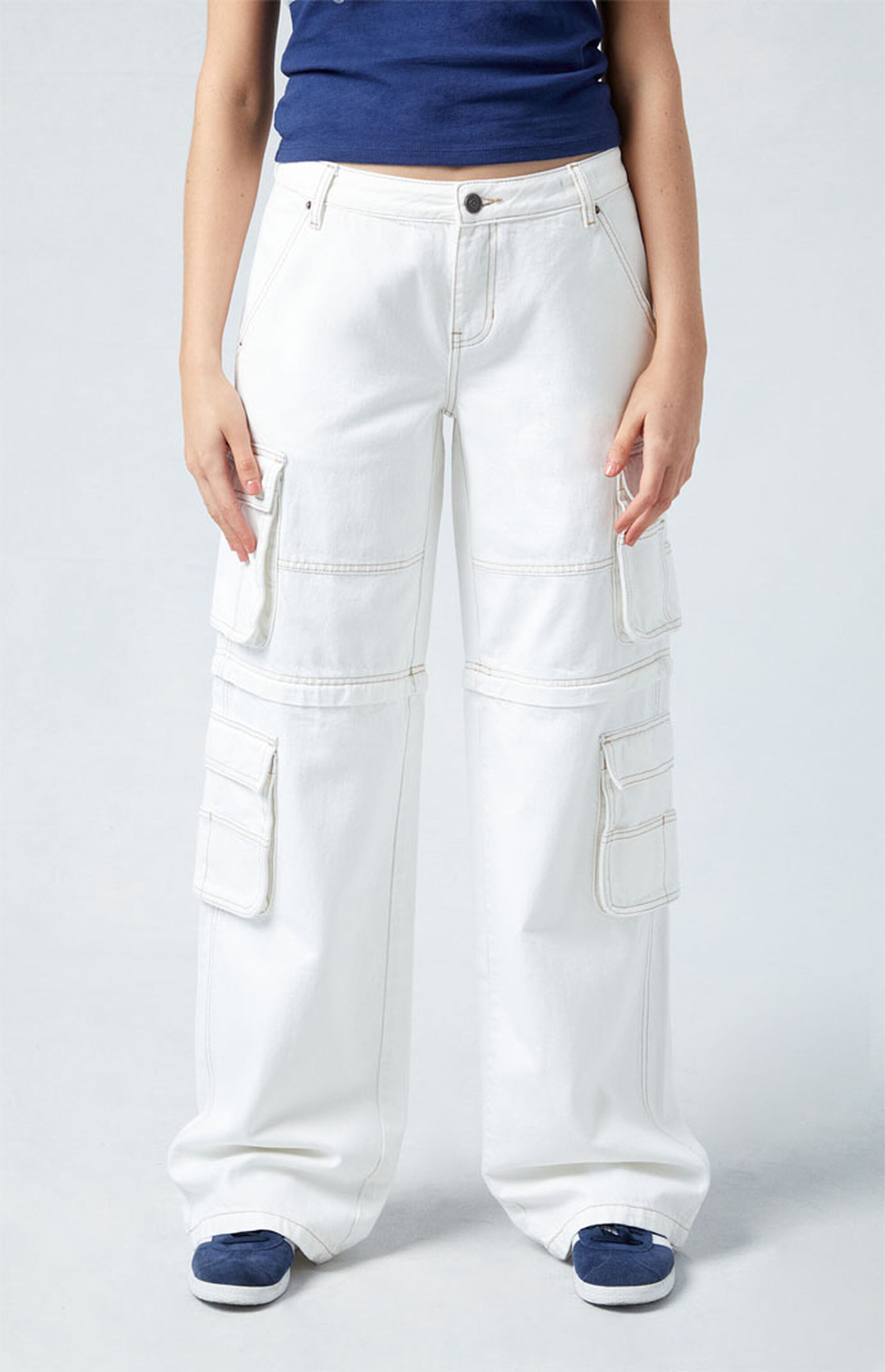 Pacsun Eco White Low Rise Baggy Zip Off Pants | PacSun