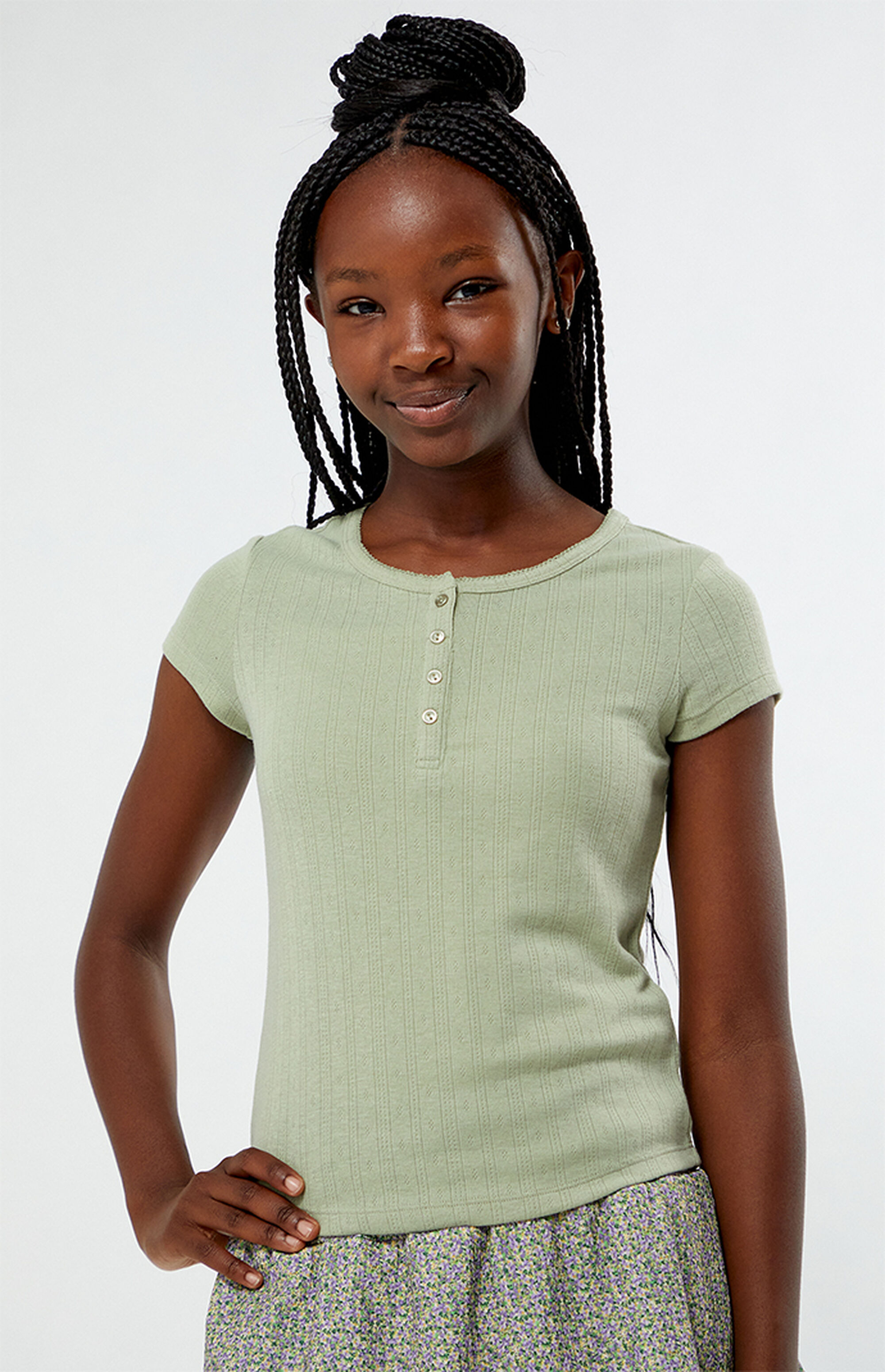 Pacsun Kids Sage Henley Skimmer Top | Pacsun