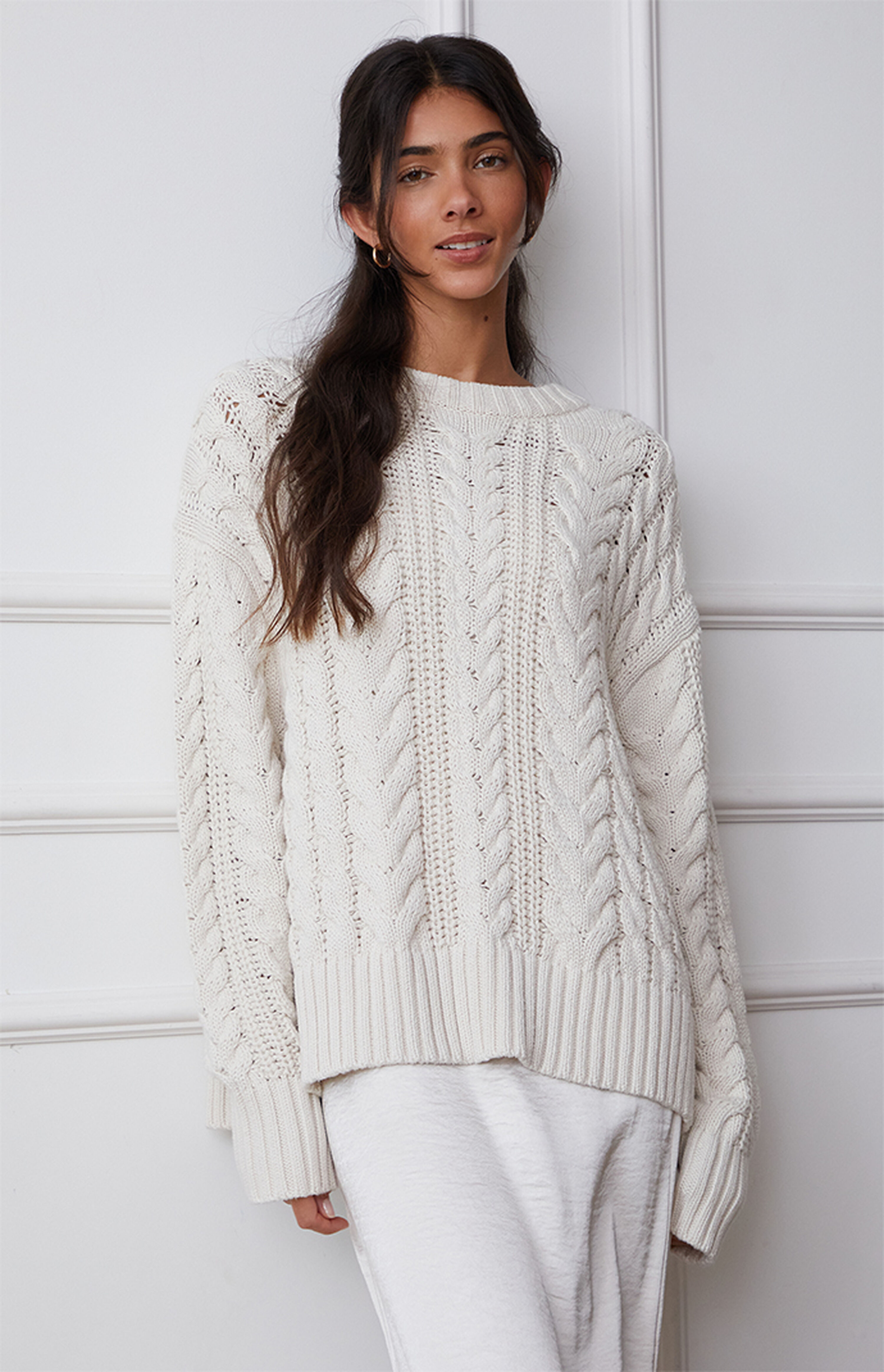 La Hearts Rory Cable Knit Oversized Sweater | Pacsun