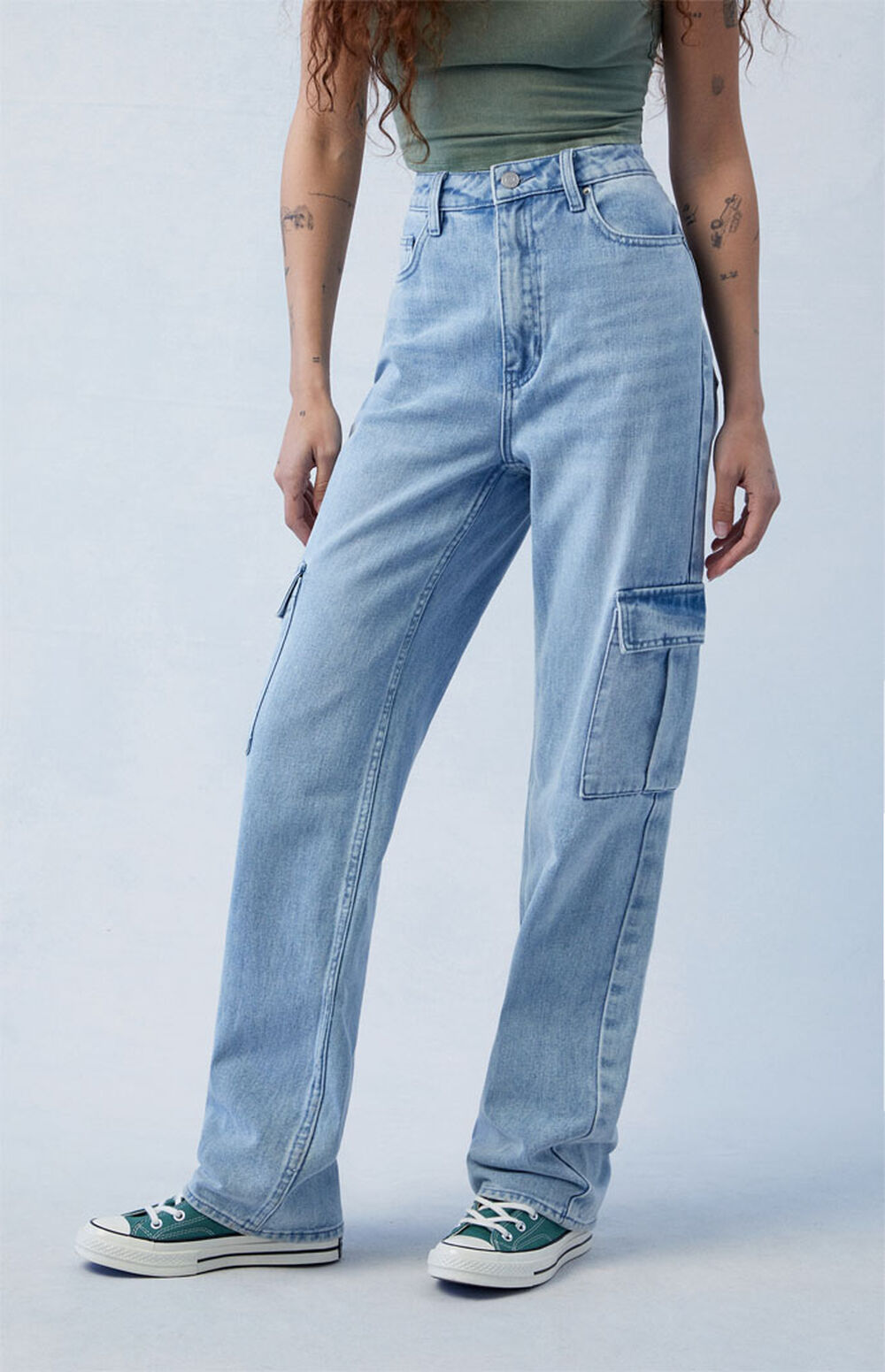 Pacsun Light Indigo '90s Boyfriend Cargo Jeans | Pacsun