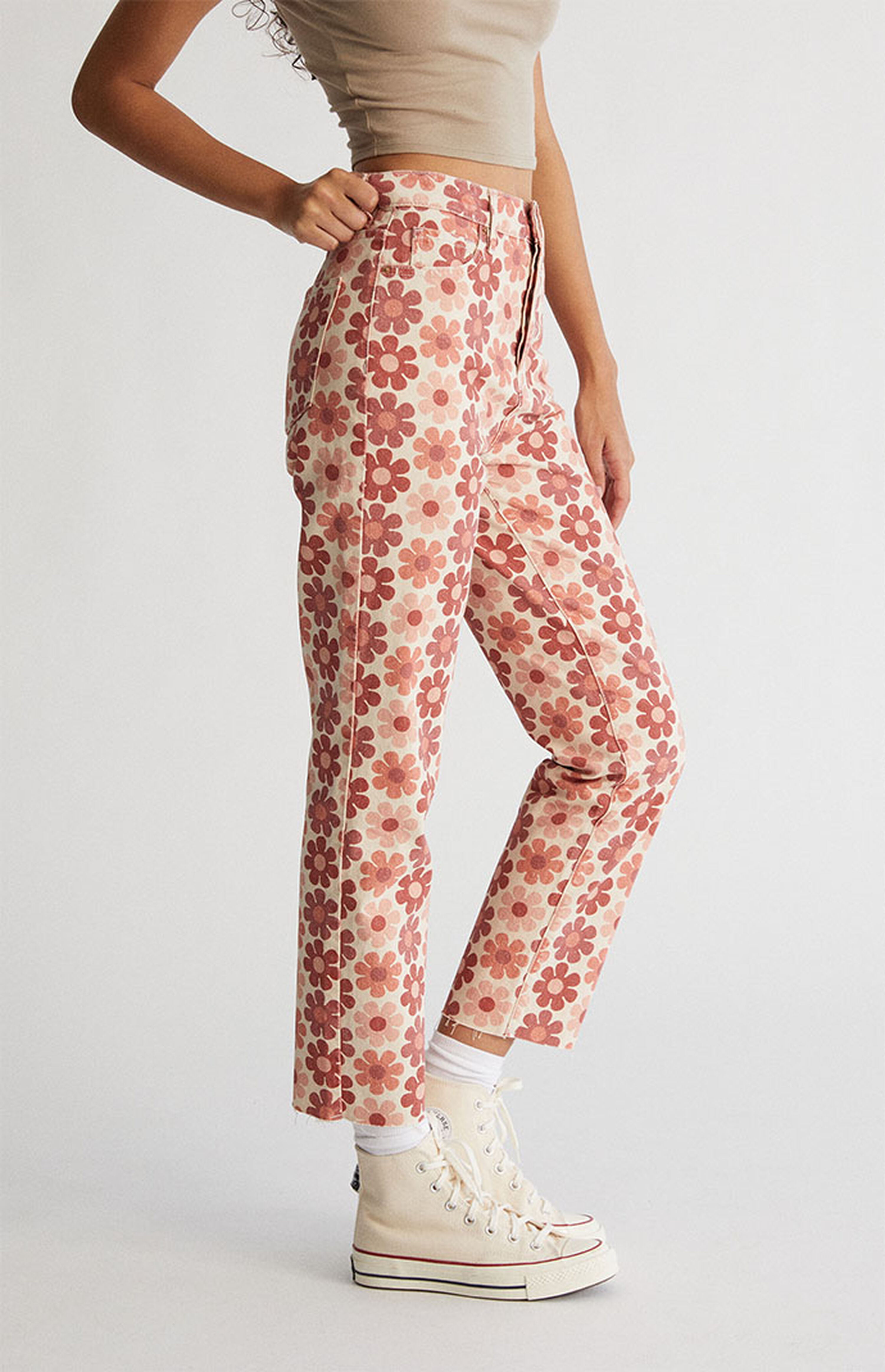 Pacsun Eco Flower High Waisted Straight Leg Jeans | PacSun