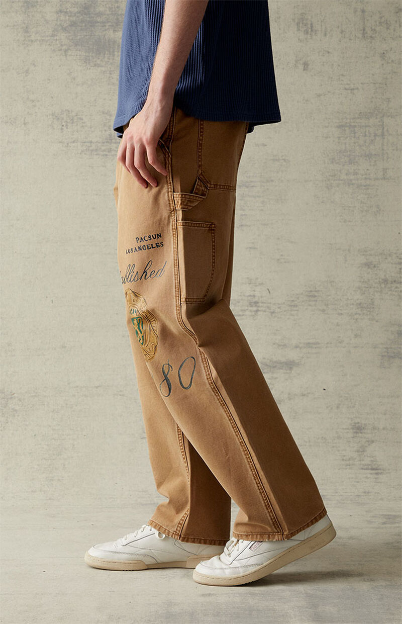 Pacsun Baggy Khaki Graphic Carpenter Jeans | Pacsun