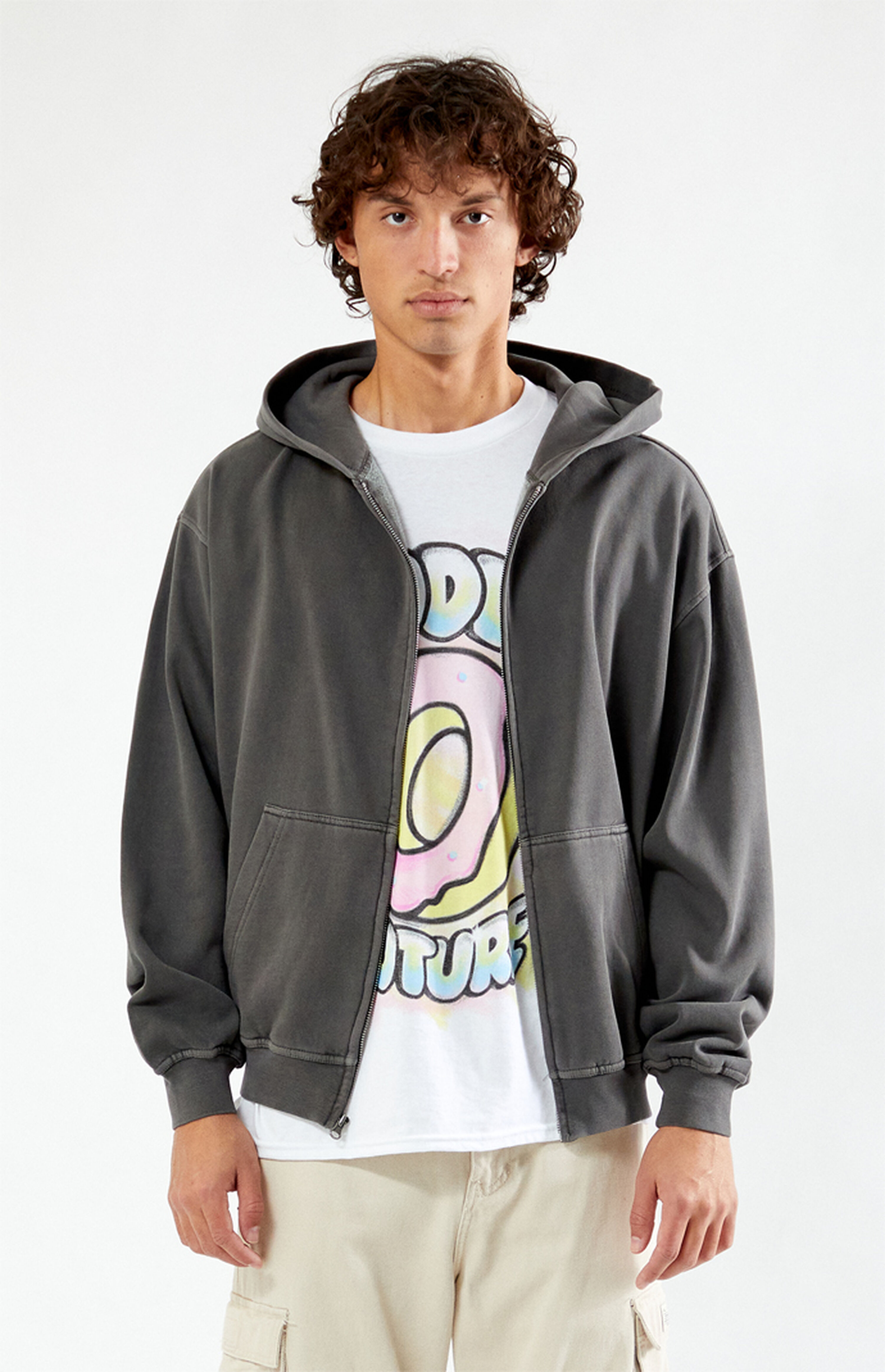 Pacsun Black Vintage Washed Full Zip Hoodie | PacSun