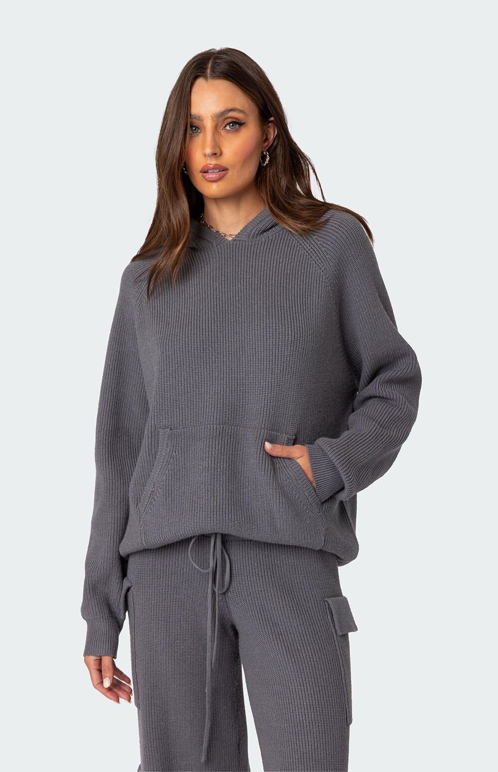 Edikted Wynter Oversized Knit Hoodie Pacsun